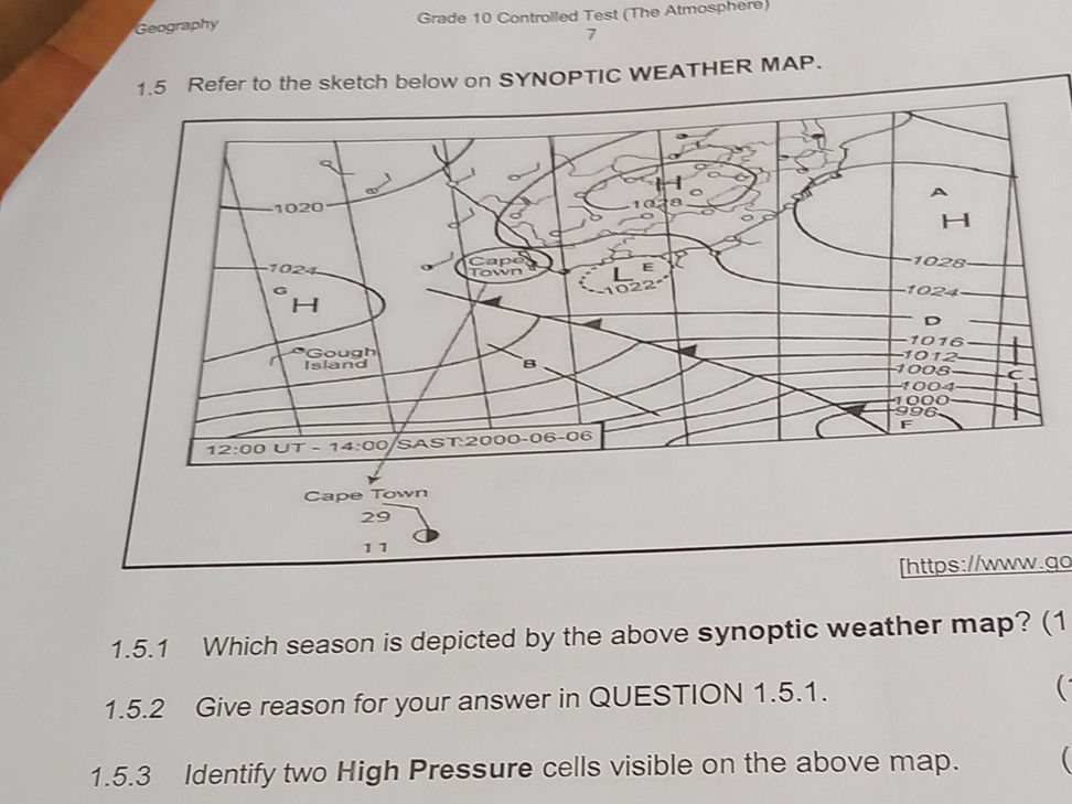 1.5 Refer to the sketch below on SYNOPTIC | StudyX