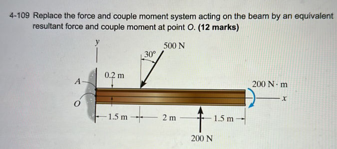 4-109 Replace the force and couple moment | StudyX