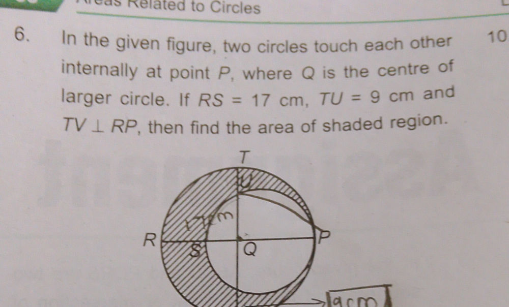 In the given figure, two circles touch each | StudyX