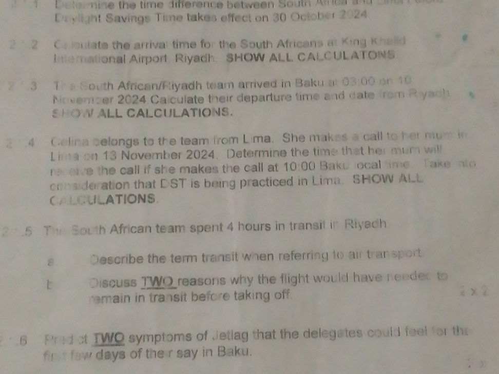 2.1 Determine the time difference between | StudyX
