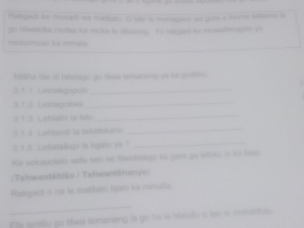 Rakgadi ke mosadi wa matšato. O bile le | StudyX