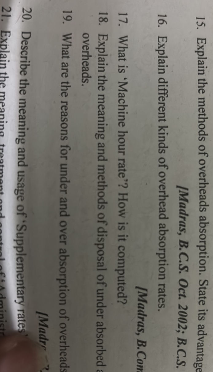 15. Explain the methods of overheads | StudyX