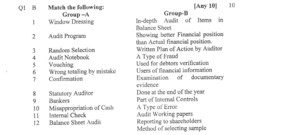 Match the following: **Group - A** 1. | StudyX