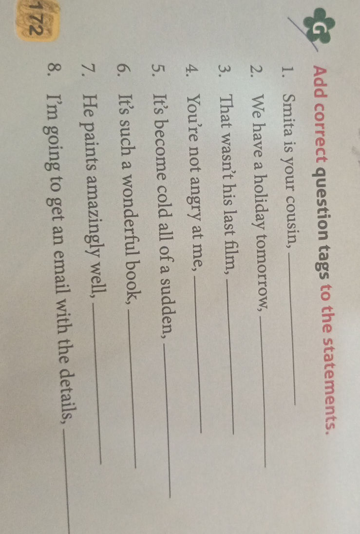 Add correct question tags to the statements. | StudyX