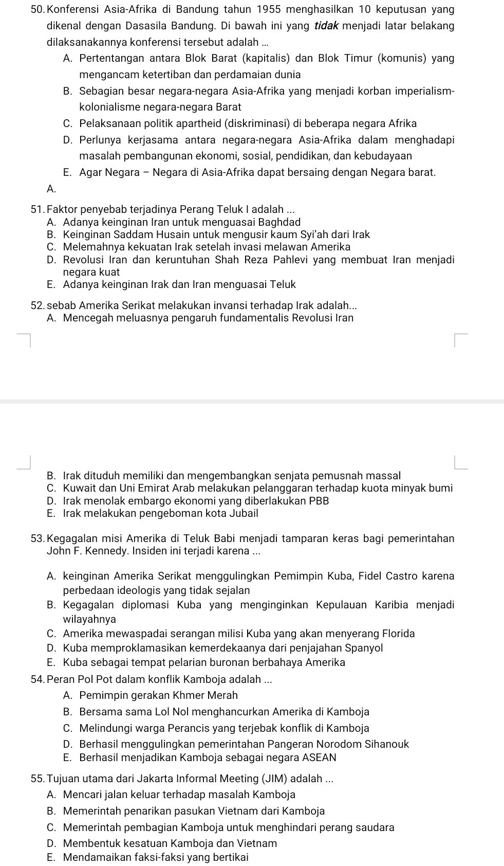 50. Konferensi Asia-Afrika di Bandung tahun | StudyX