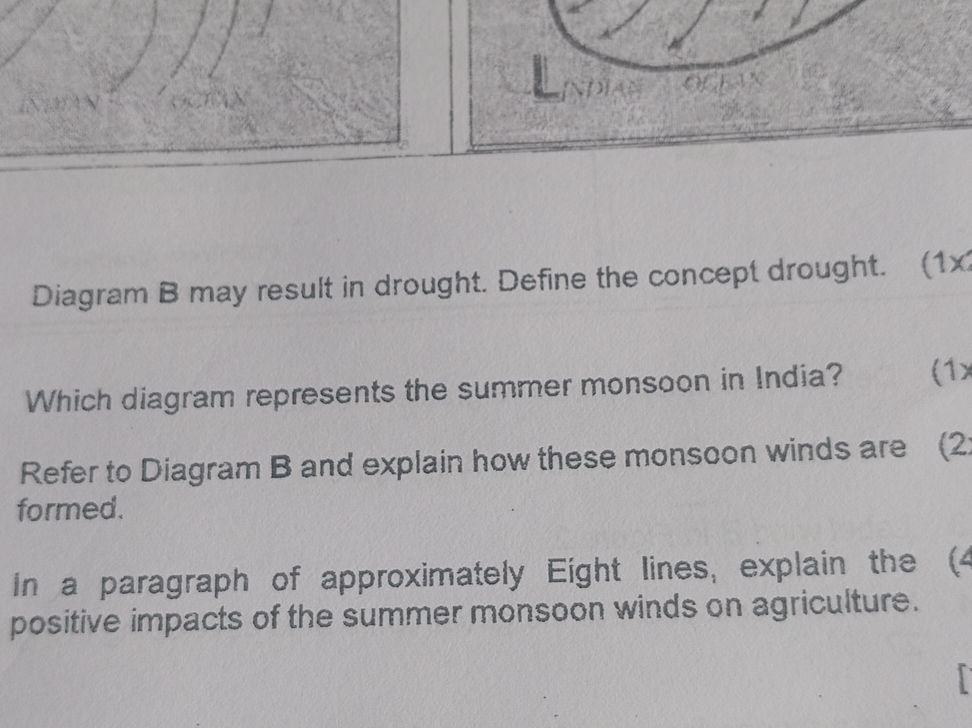 Diagram B may result in drought. Define the | StudyX