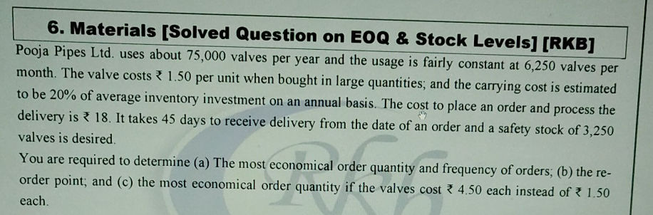 6. Materials [Solved Question on EOQ Stock | StudyX