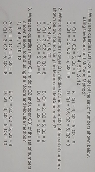 1. What are quartiles (Q1, Q2 and Q3) of the | StudyX