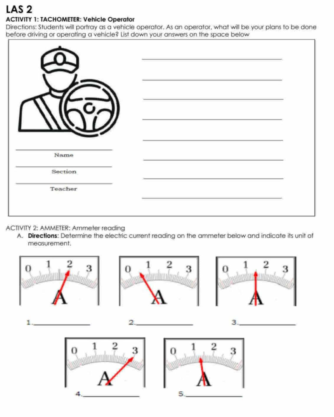 ACTIVITY 1: TACHOMETER: Vehicle Operator | StudyX