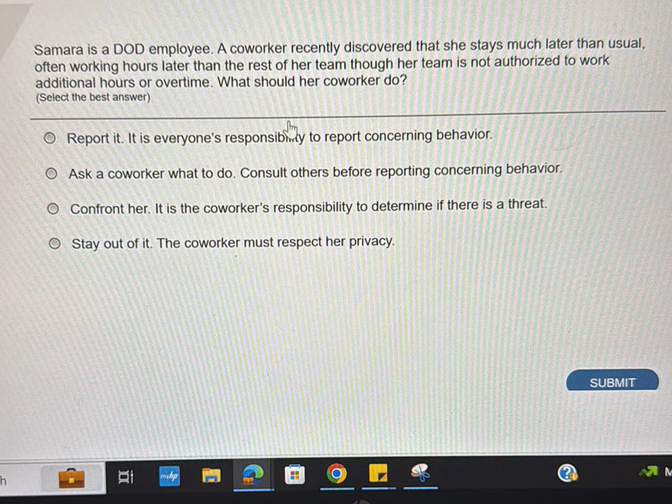 Samara is a DOD employee. A coworker