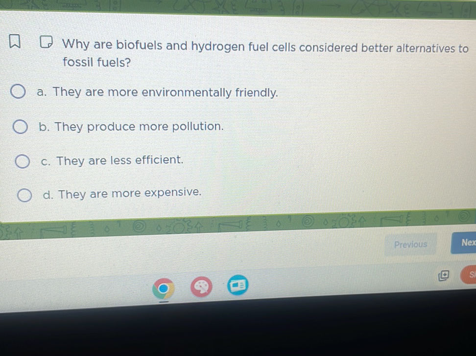 Why are biofuels and hydrogen fuel cells | StudyX