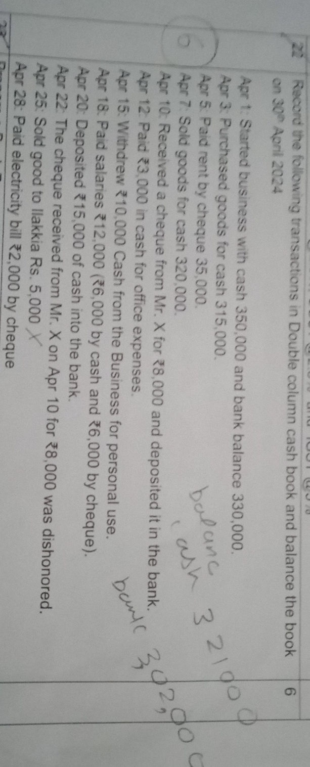 Record the following transactions in Double | StudyX