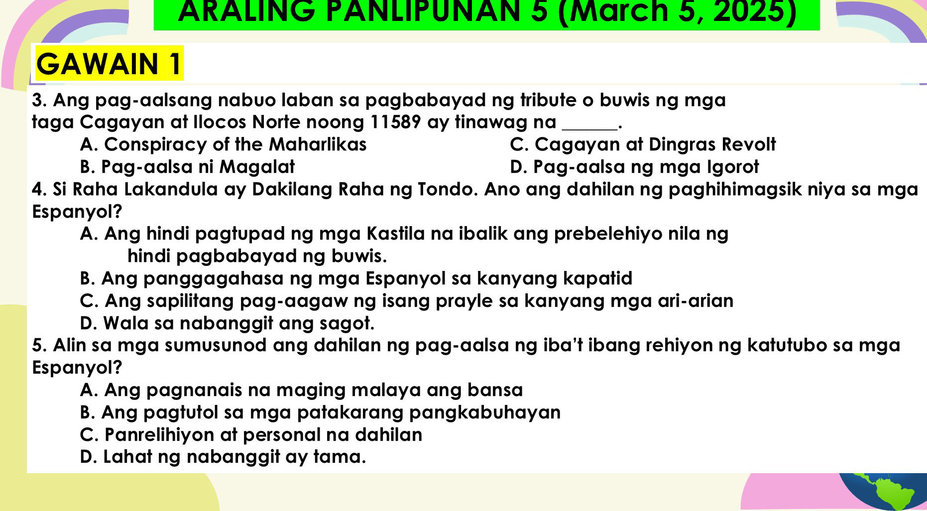3. Ang pag-aalsang nabuo laban sa pagbabayad | StudyX