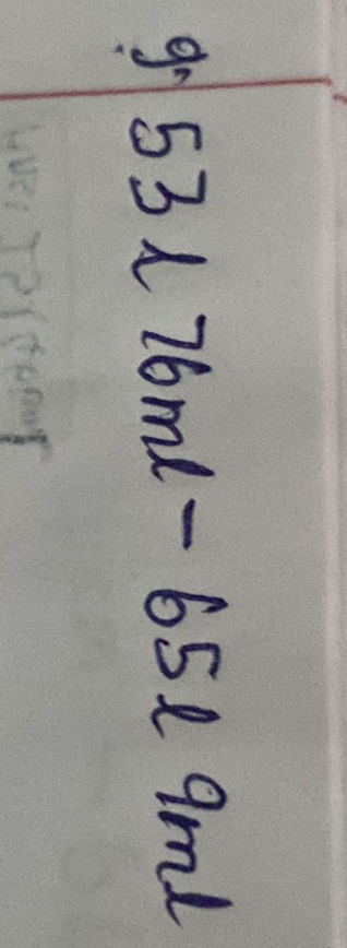 Subtracting milliliters: 953.76ml - 659ml | StudyX