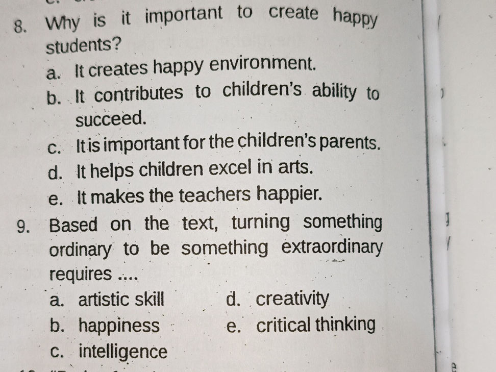 8. Why is it important to create happy | StudyX