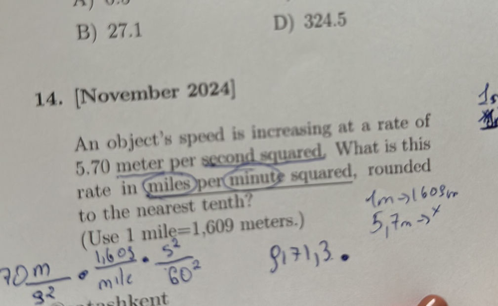 14. [November 2024] An object's speed is | StudyX