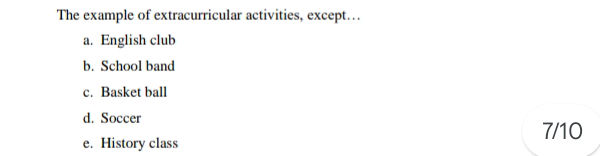 The example of extracurricular activities, | StudyX