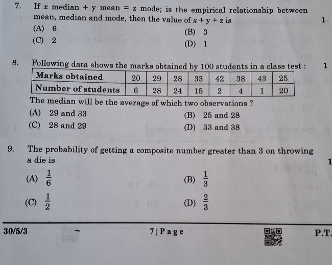 7. If x median + y mean = z mode; is the | StudyX