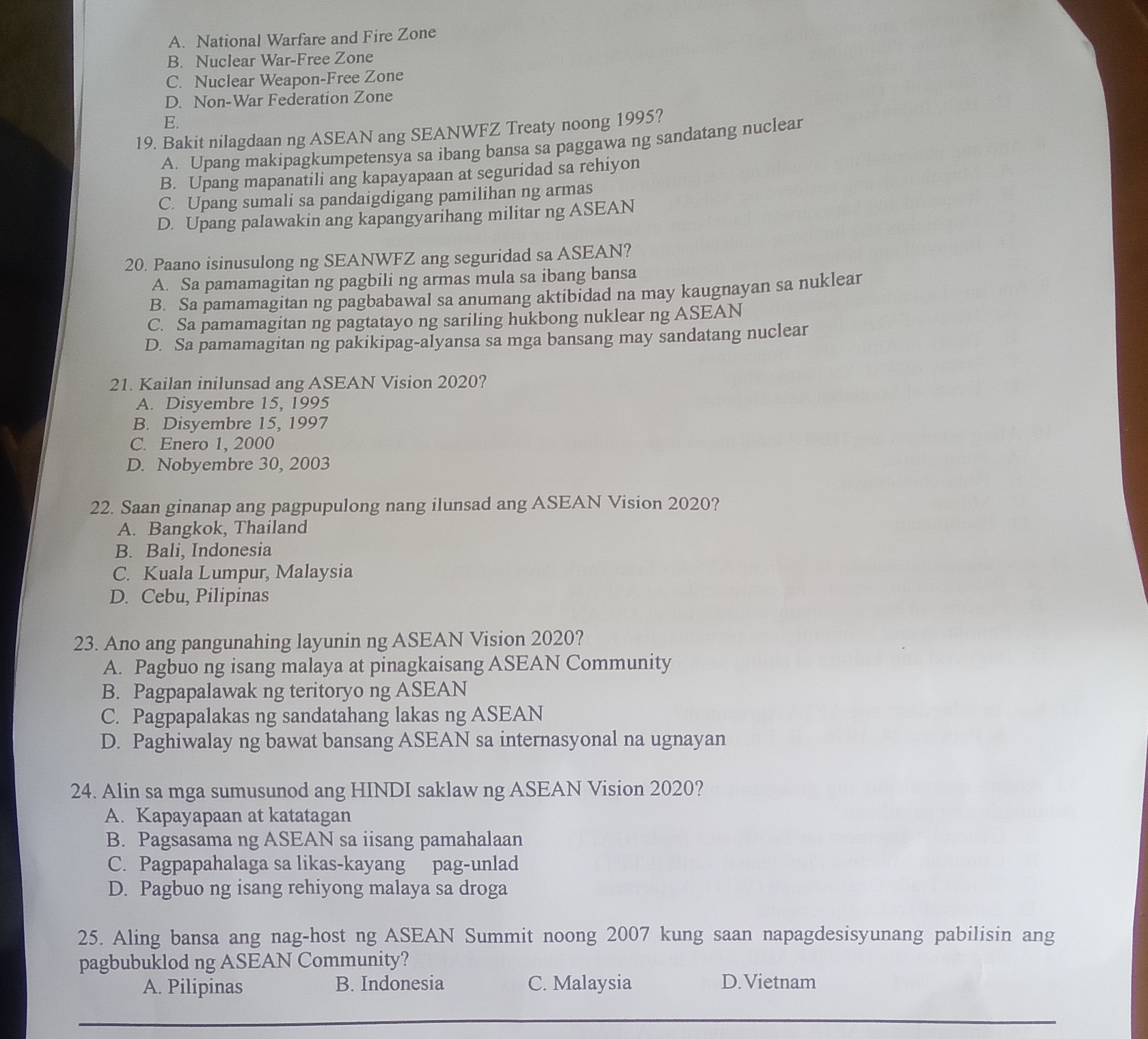 19. Bakit nilagdaan ng ASEAN ang SEANWFZ | StudyX