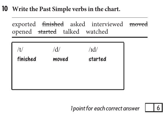 10 Write the Past Simple verbs in the chart. | StudyX