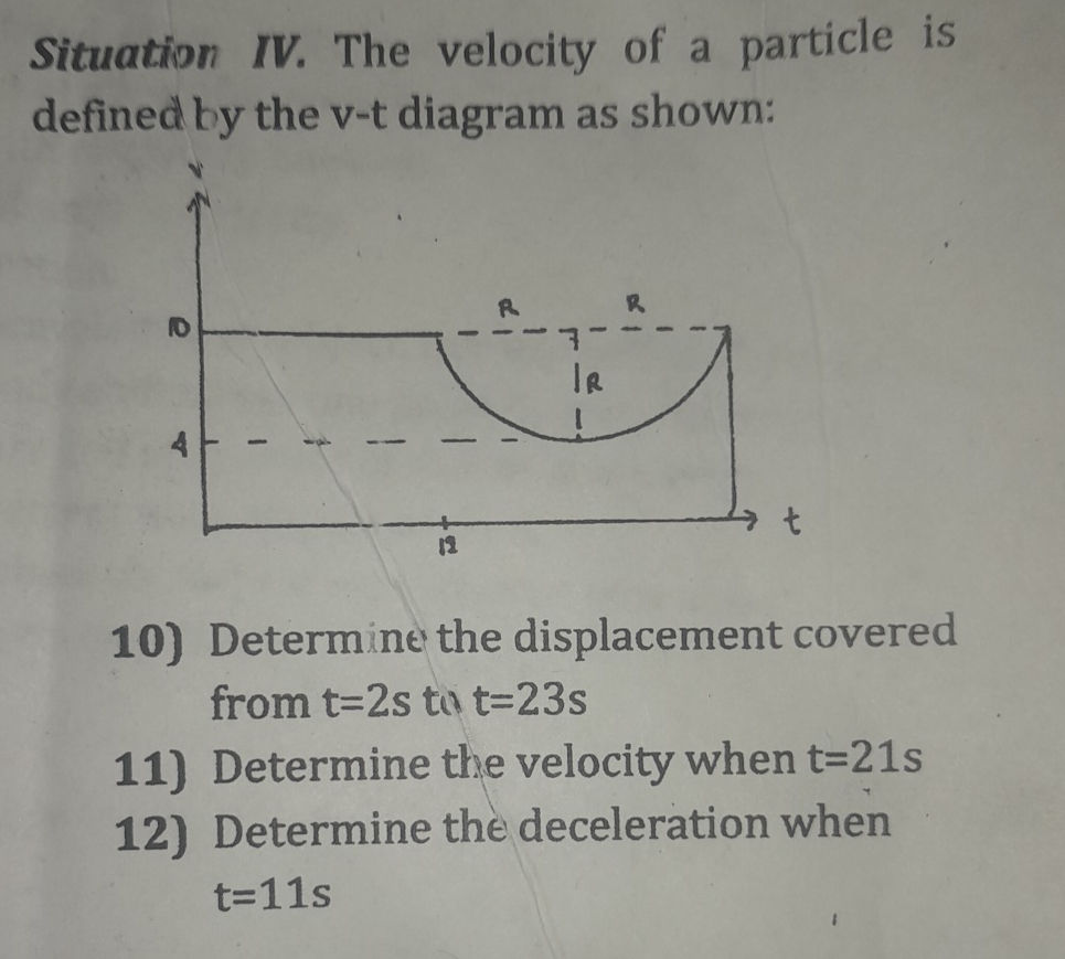 Situation IV. The velocity of a particle is | StudyX