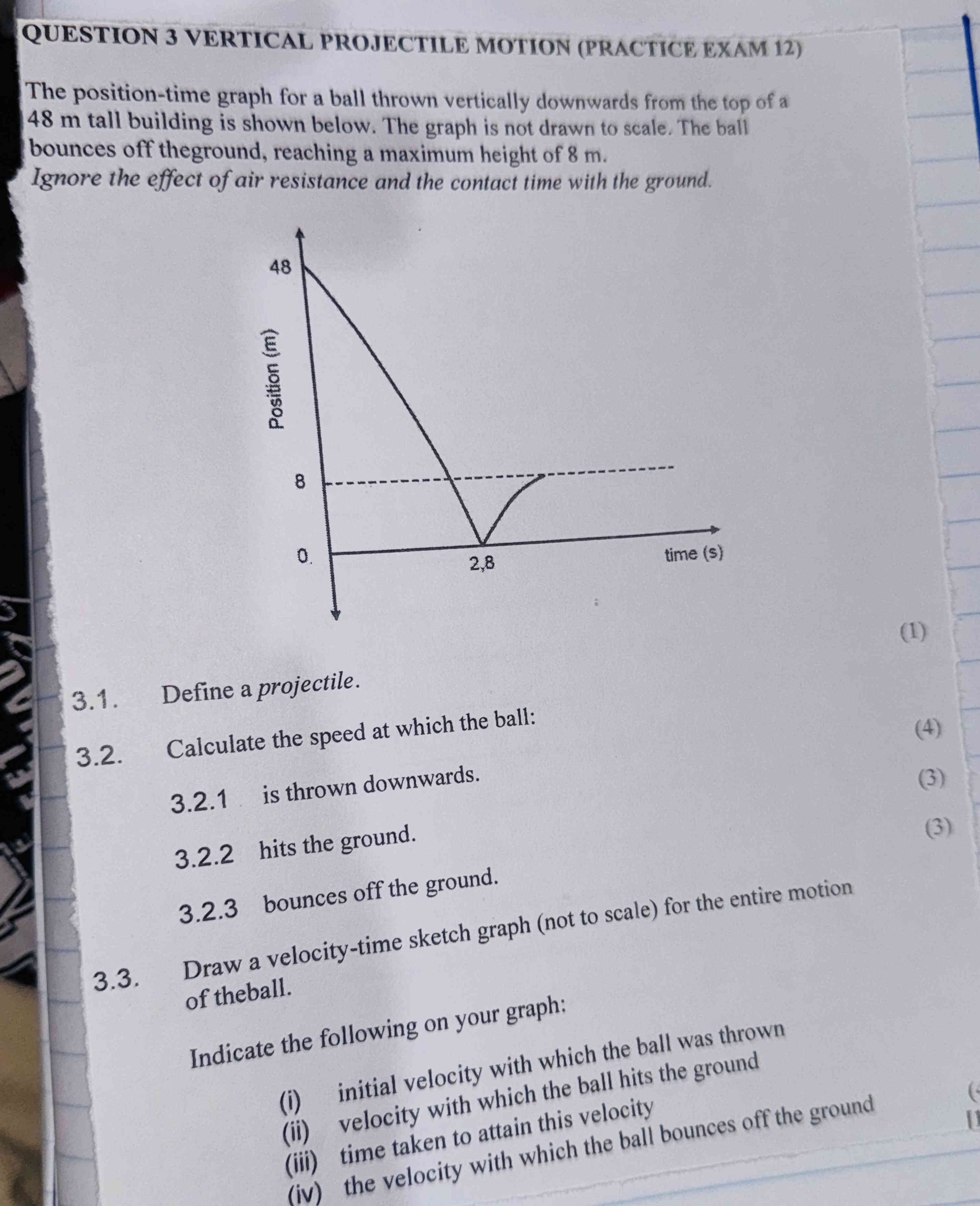 QUESTION 3 VERTICAL PROJECTILE MOTION | StudyX