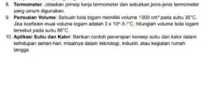 8. Termometer. Jelaskan prinsip kerja | StudyX