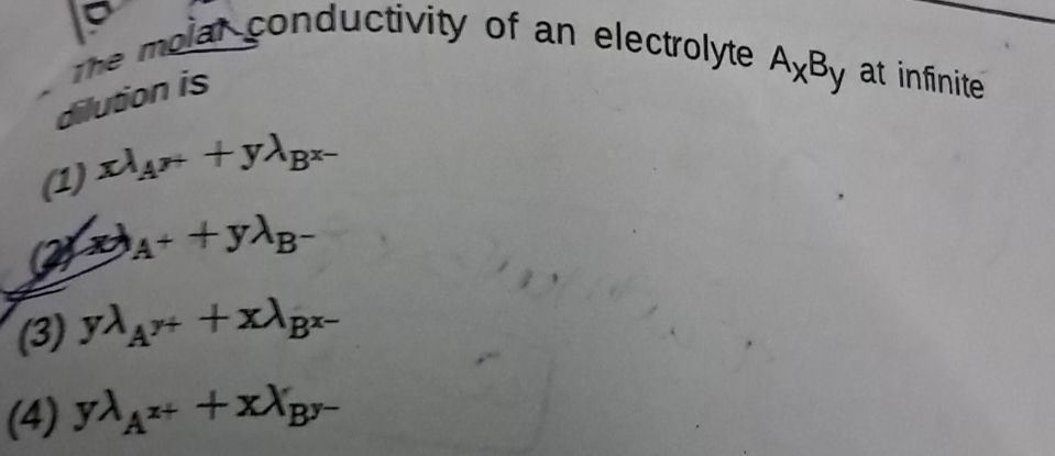 The molar conductivity of an electrolyte | StudyX