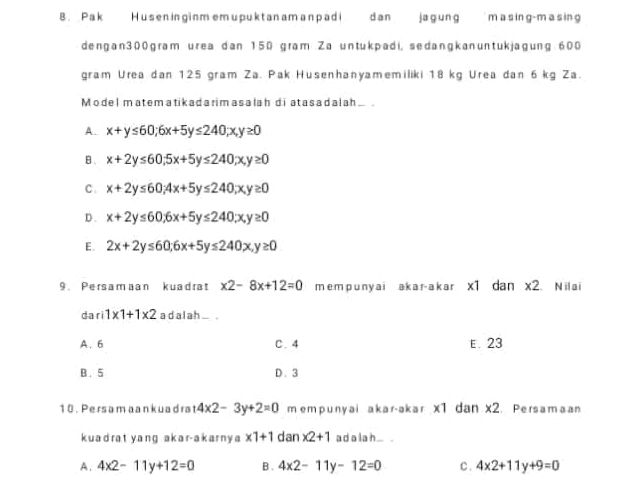 8. Pak Huseninginmemupuktanamanpadi dan | StudyX