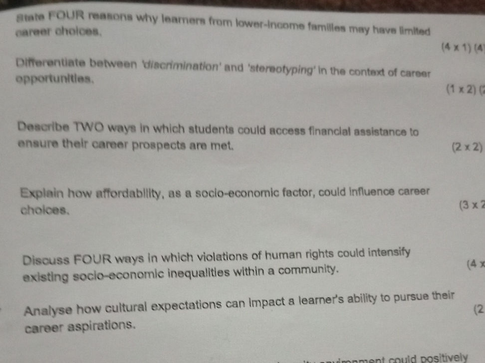 State FOUR reasons why learners from | StudyX