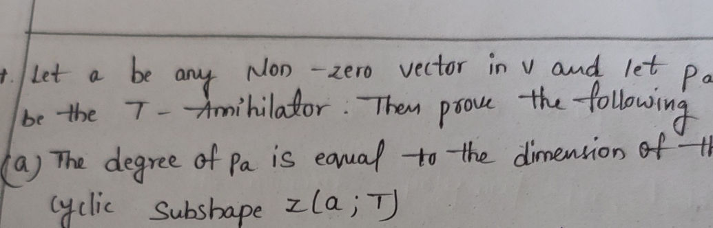 Let a be any Non-zero vector in v and let pa