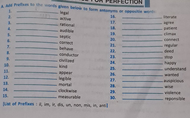 A. Add Prefixes to the words given below to | StudyX