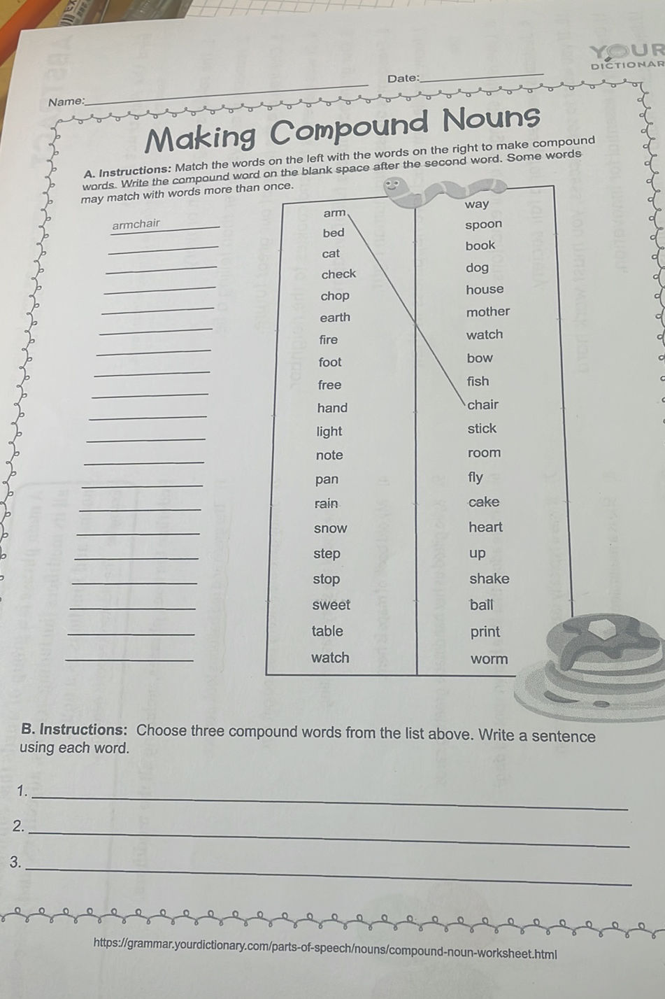 Making Compound Nouns A. Instructions: | StudyX