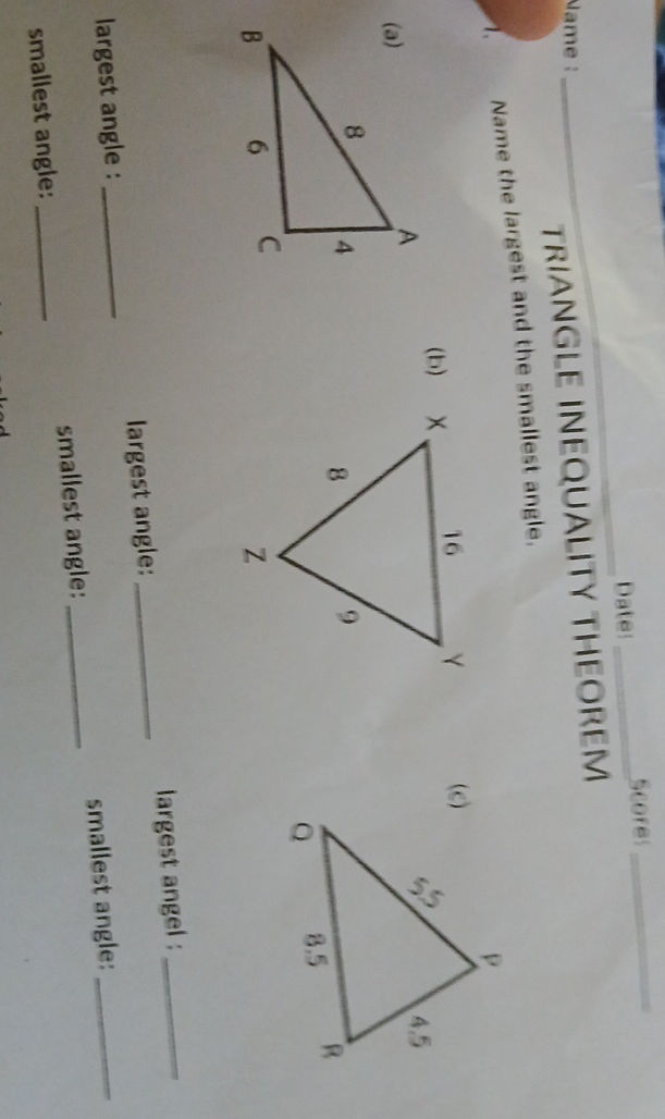 Name the largest and the smallest angle. | StudyX