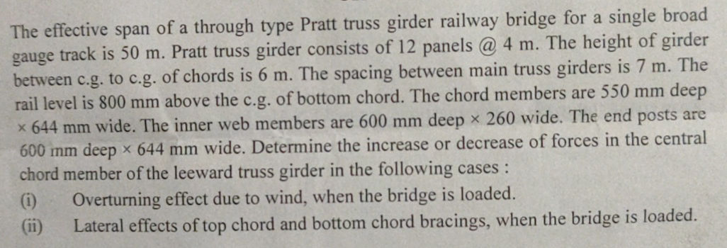 The effective span of a through type Pratt | StudyX