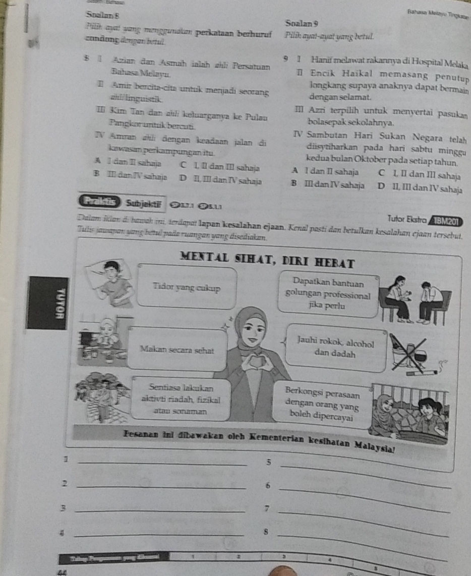 Soalan 8 Pilih ayat yang menggunakan | StudyX