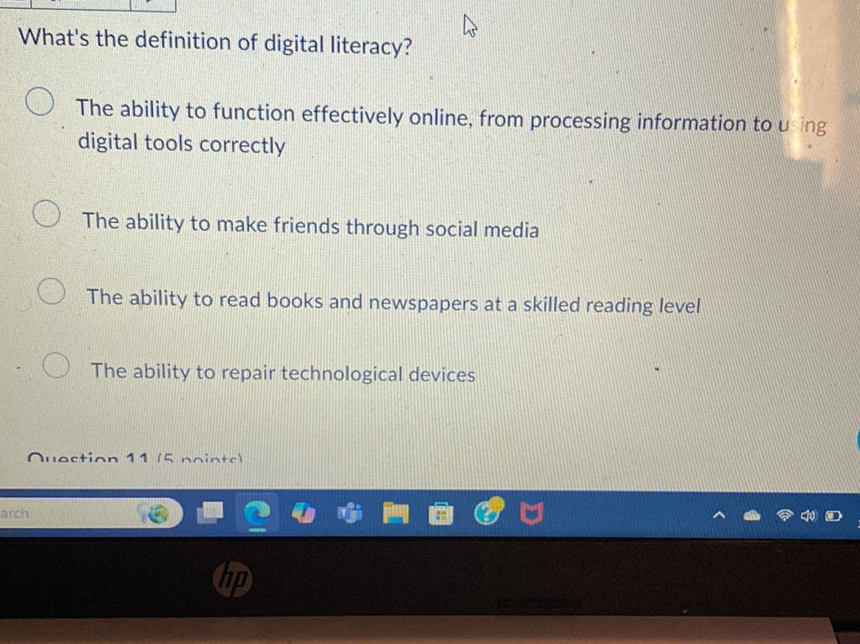 What's the definition of digital literacy? | StudyX