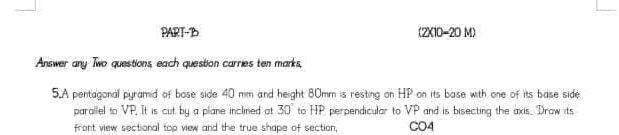 A pentagonal pyramid of base side 40 mm and