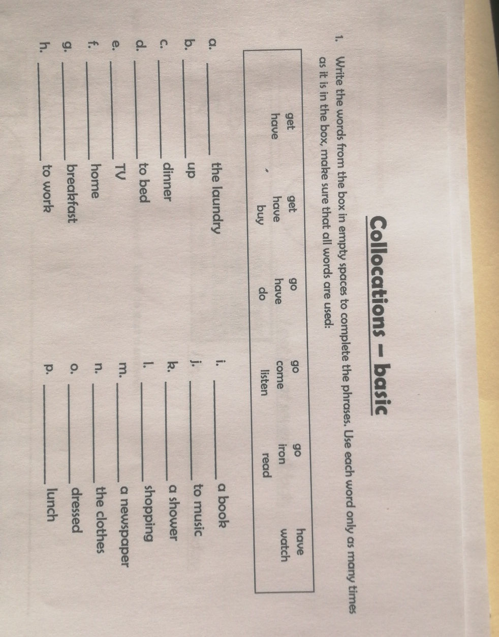 1. Write the words from the box in empty | StudyX