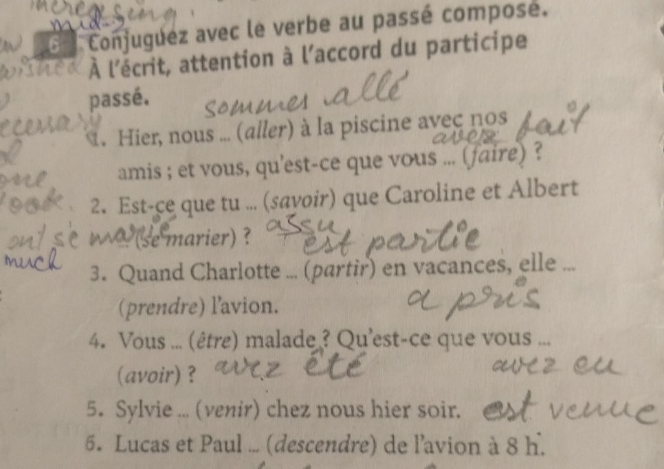Conjuguez avec le verbe au passé composé. À | StudyX