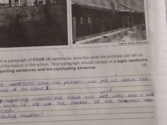 In a paragraph of FOUR (4) sentences,