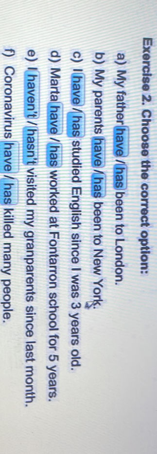 Exercise 2. Choose the correct option: a) | StudyX