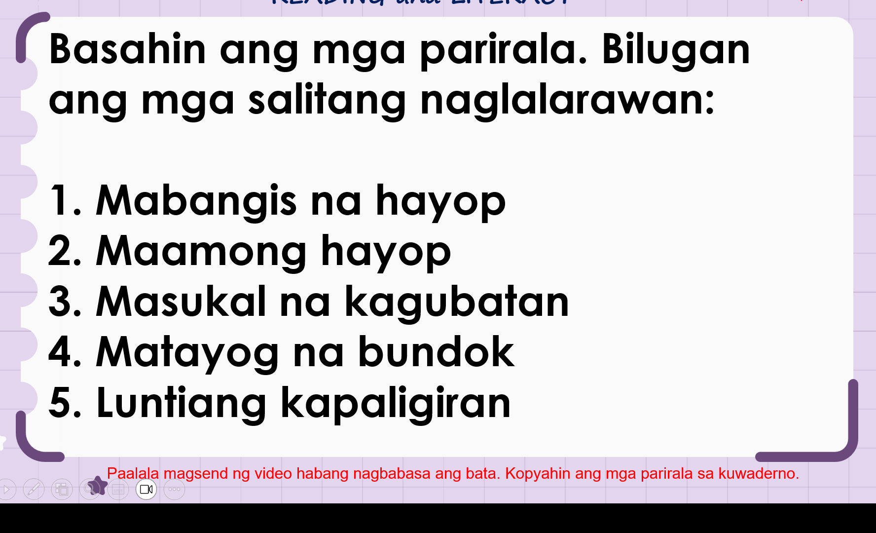 Basahin ang mga parirala. Bilugan ang mga | StudyX