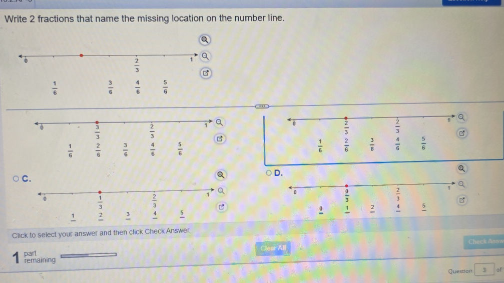 Write 2 fractions that name the missing | StudyX