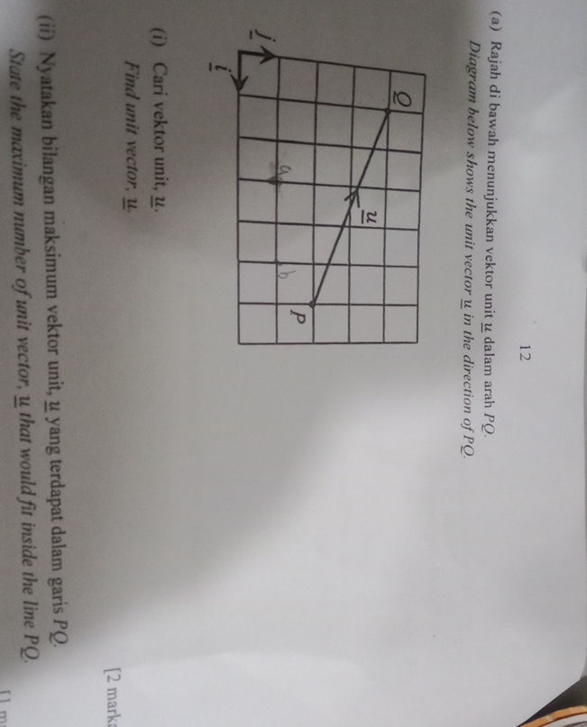 (a) Rajah di bawah menunjukkan vektor unit u | StudyX