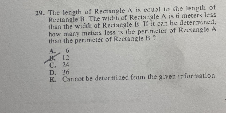 29. The length of Rectangle A is equal to | StudyX