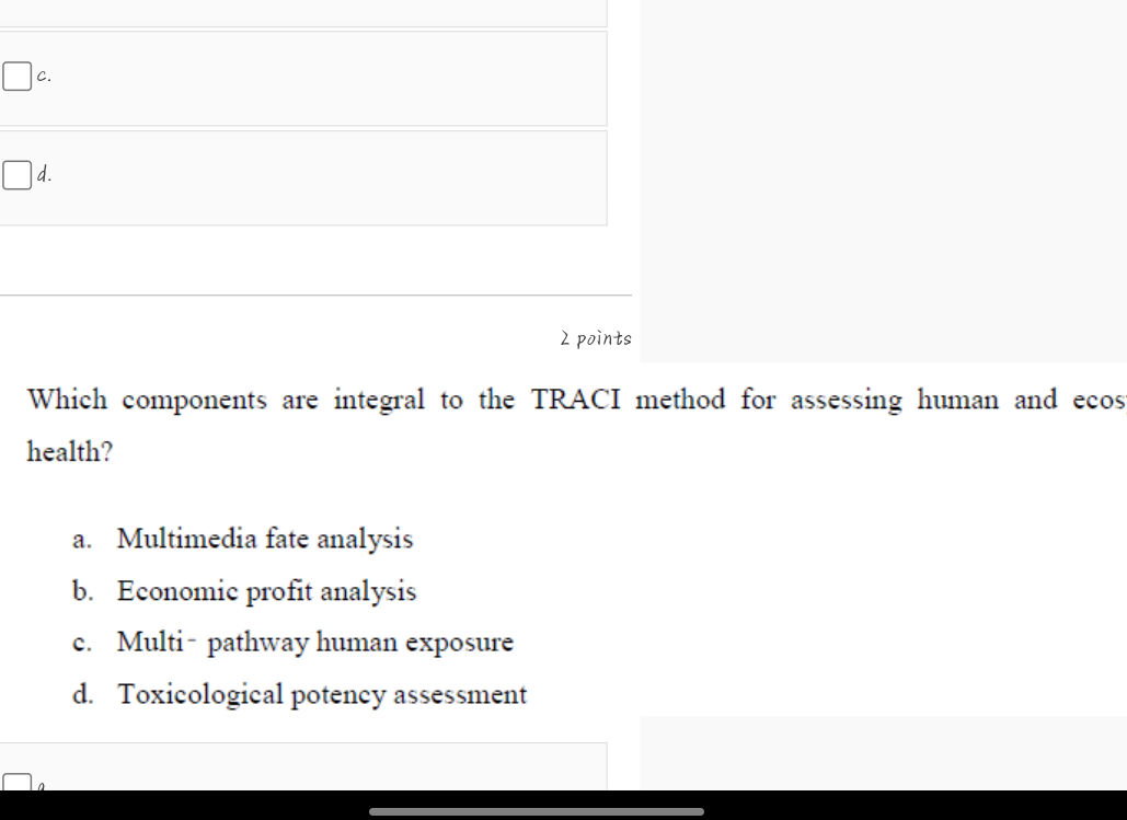 Which components are integral to the TRACI | StudyX