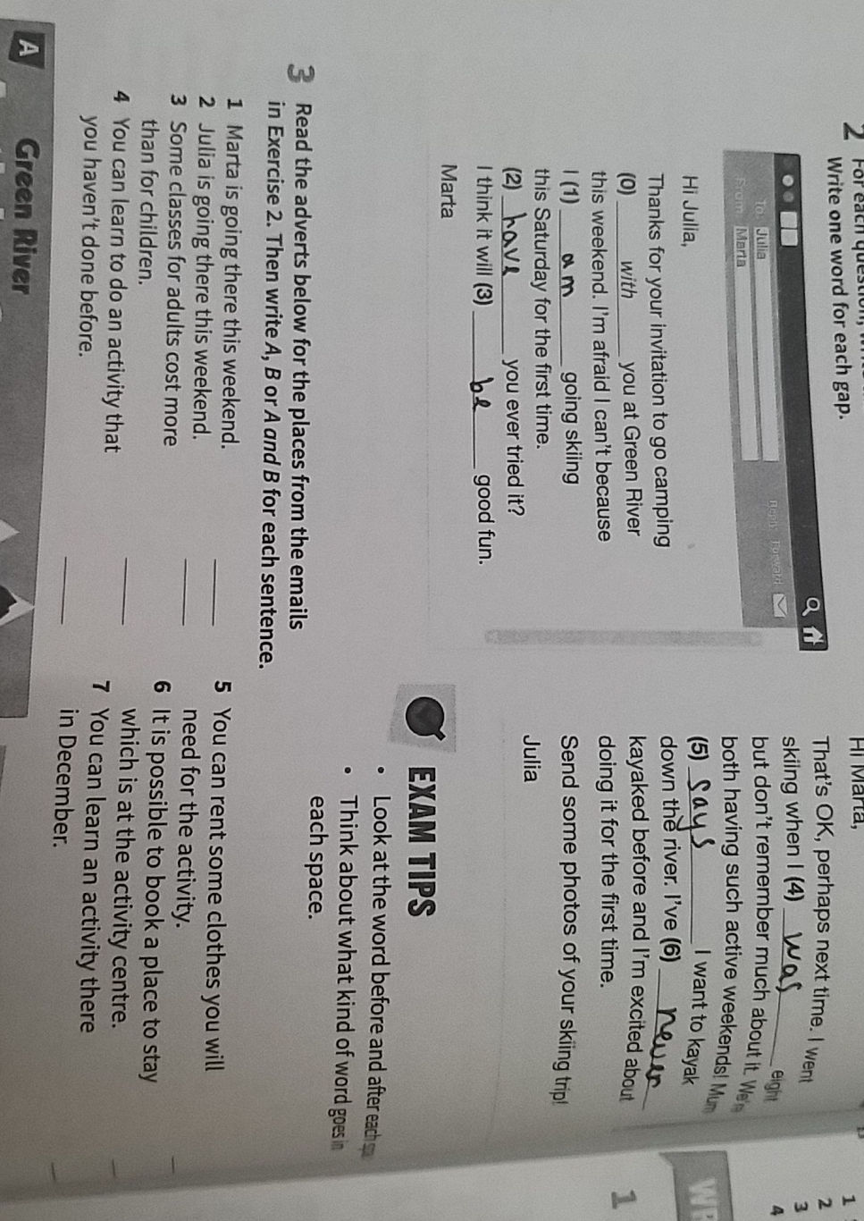 2 For each question, write one word for each | StudyX