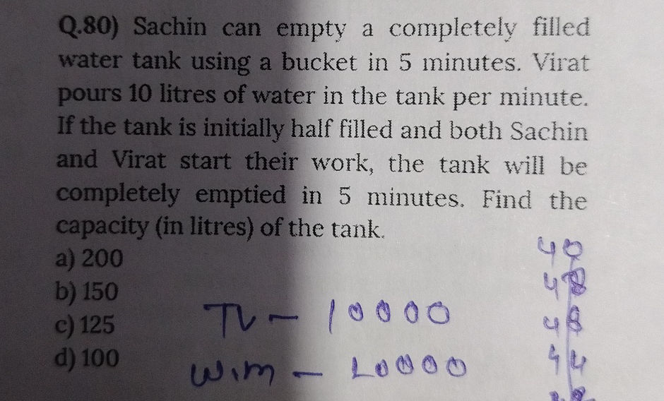 Q.80) Sachin can empty a completely filled | StudyX