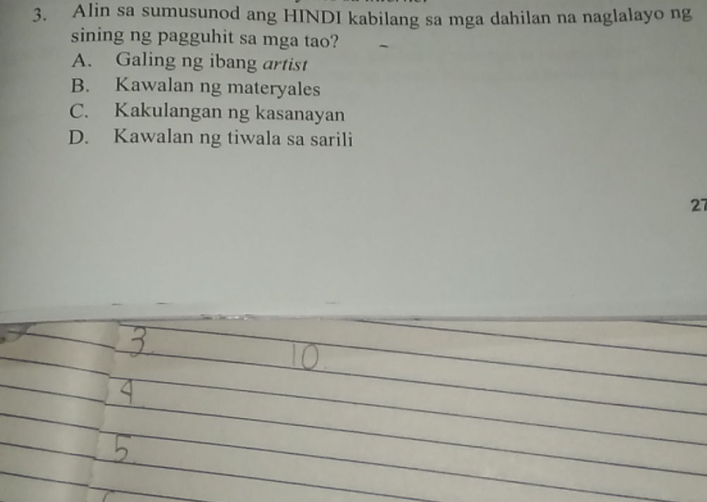 3. Alin sa sumusunod ang HINDI kabilang sa | StudyX
